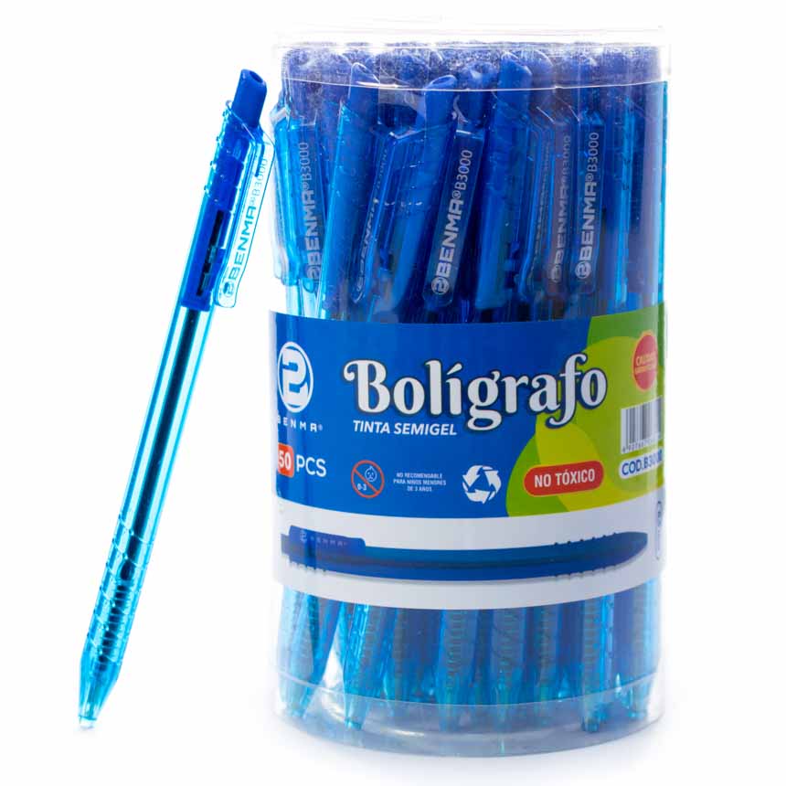 Boligrafo Retractil tinta semigel BENMA de 50 unid – DLsur Online
