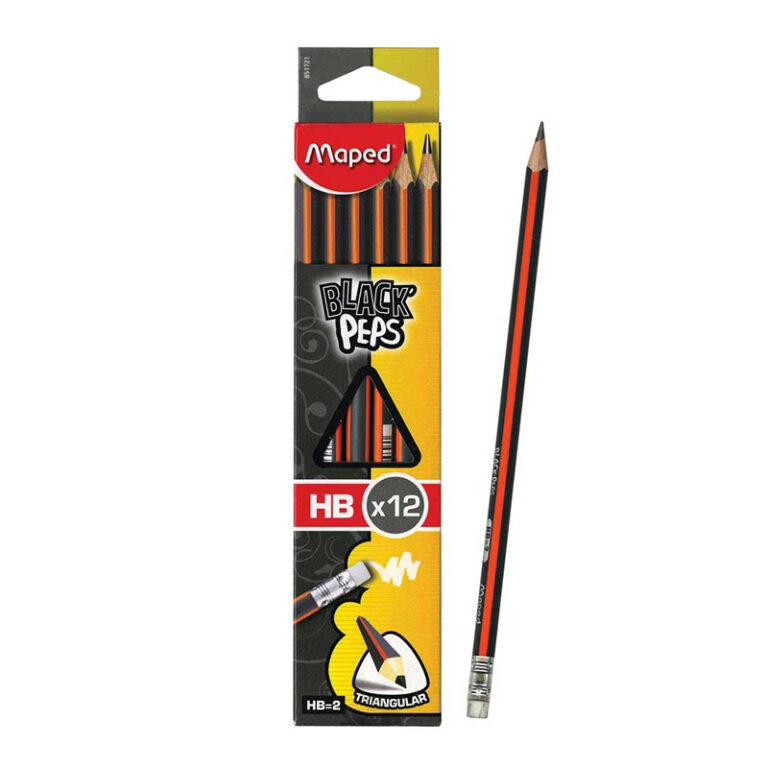 Lapiz Negro grafito PEPs MAPED c/goma HB 12PCS – DLsur Online